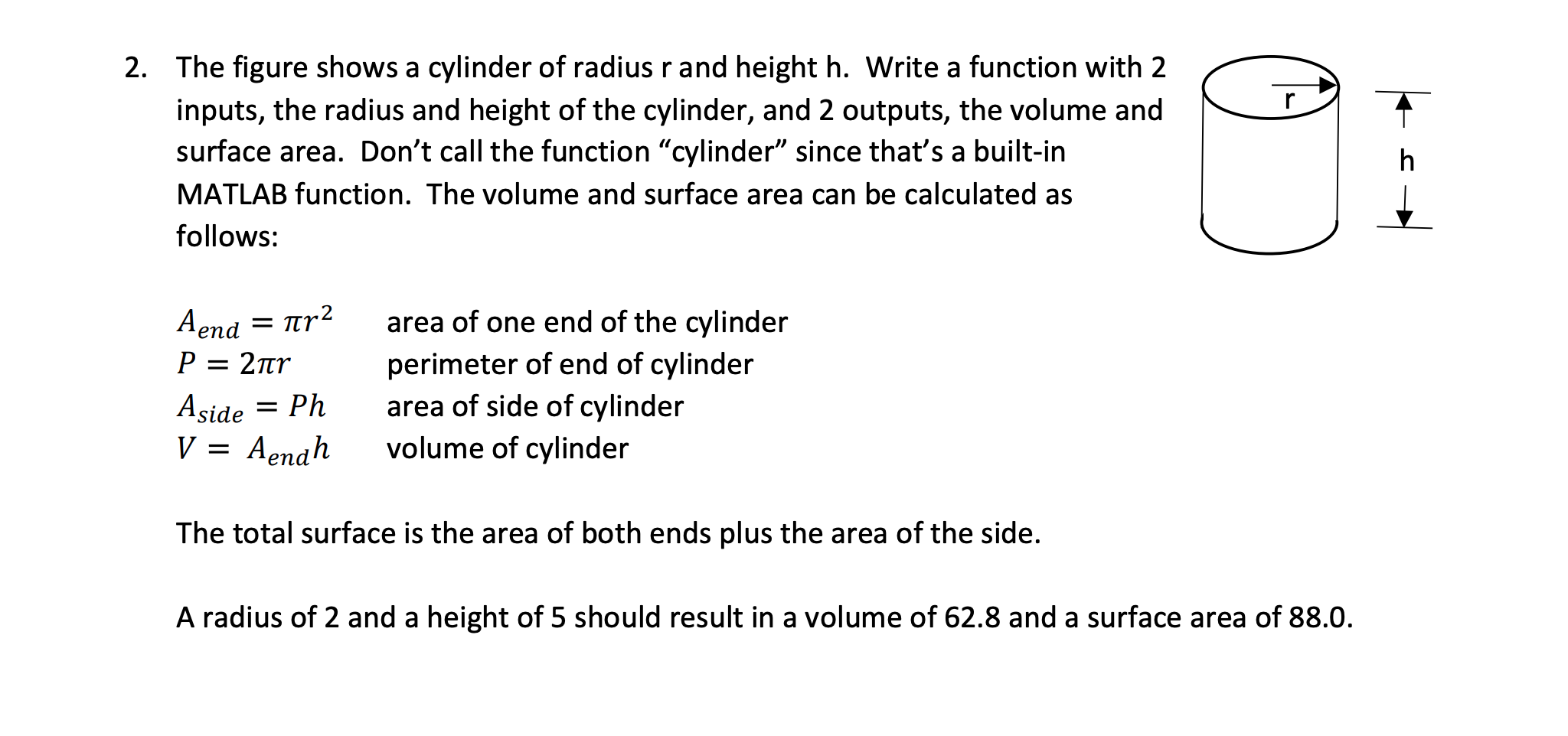 Solved 2. The figure shows a cylinder of radius r and height | Chegg.com