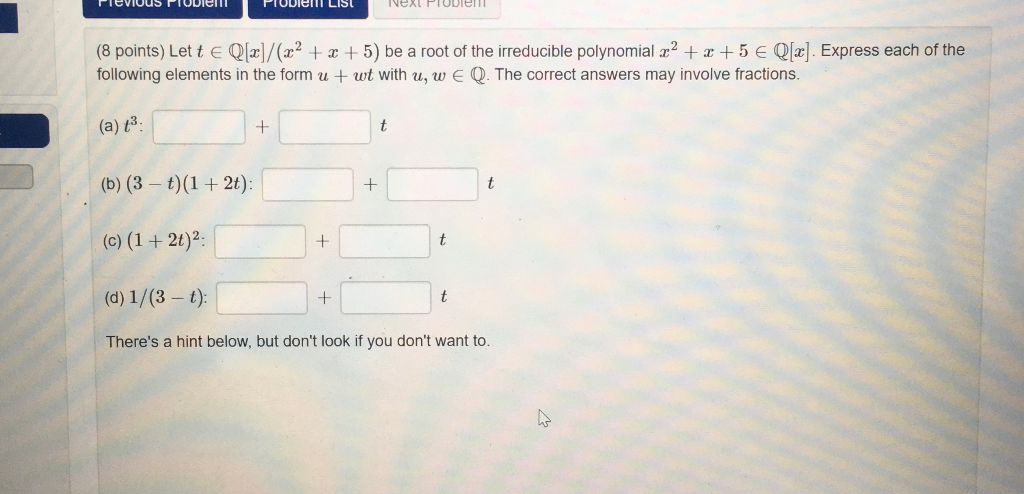 Solved Ous Iobiem Problem List Next Problem 8 Points Let