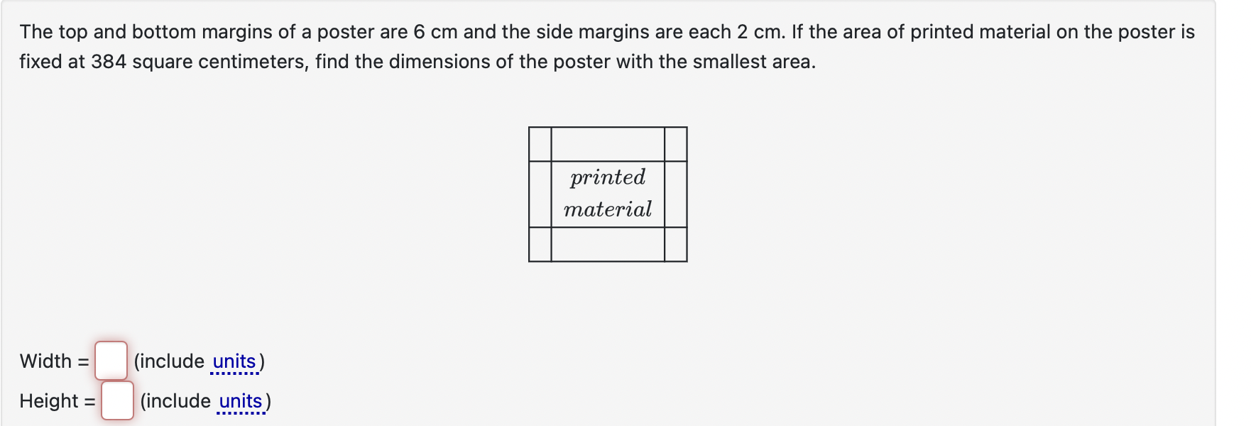 Solved The top and bottom margins of a poster are 6cm ﻿and | Chegg.com