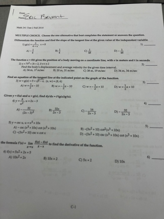 Calculus Archive | October 19 2018 | Chegg.com