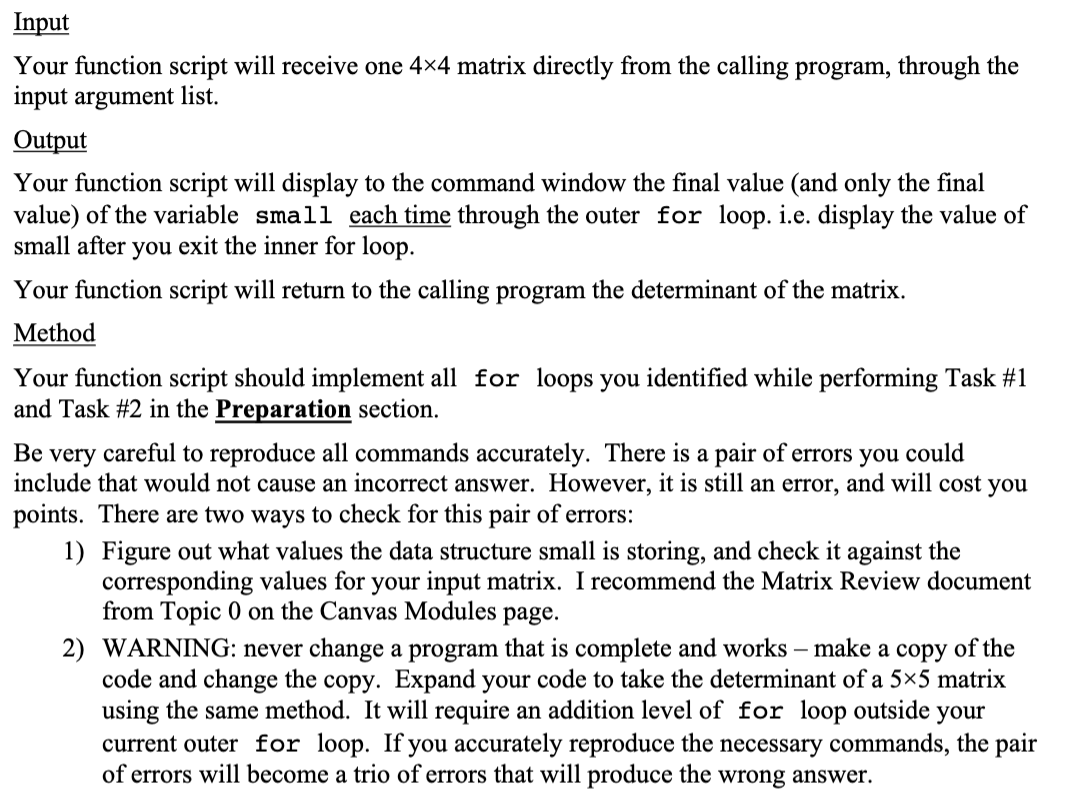 Solved InputYour function script will receive one 4×4 | Chegg.com