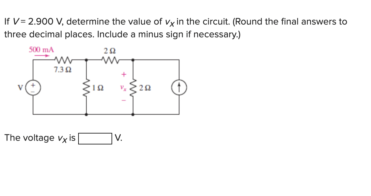 Solved If V=2.900 V, determine the value of vx in the | Chegg.com