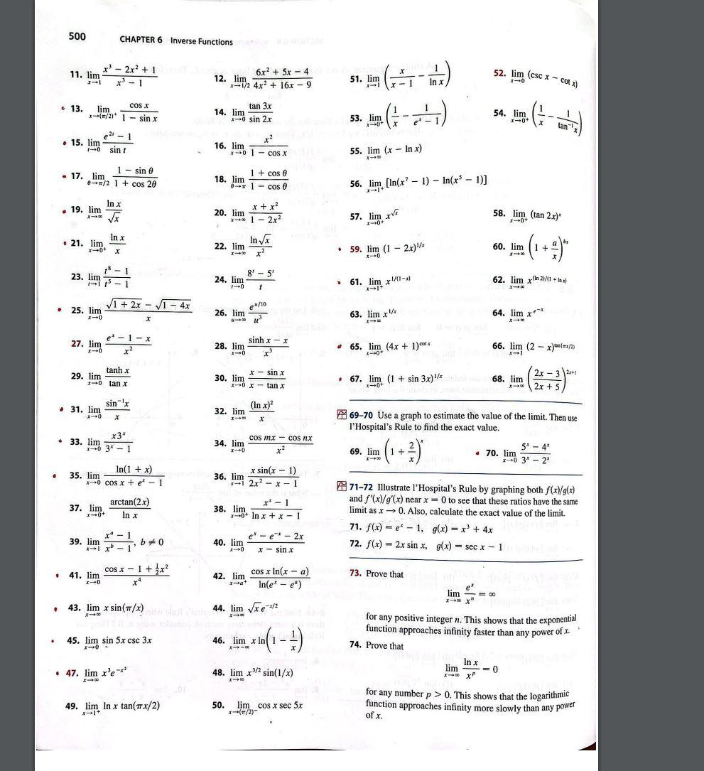 Solved 500 CHAPTER 6 Inverse Functions 11. | Chegg.com