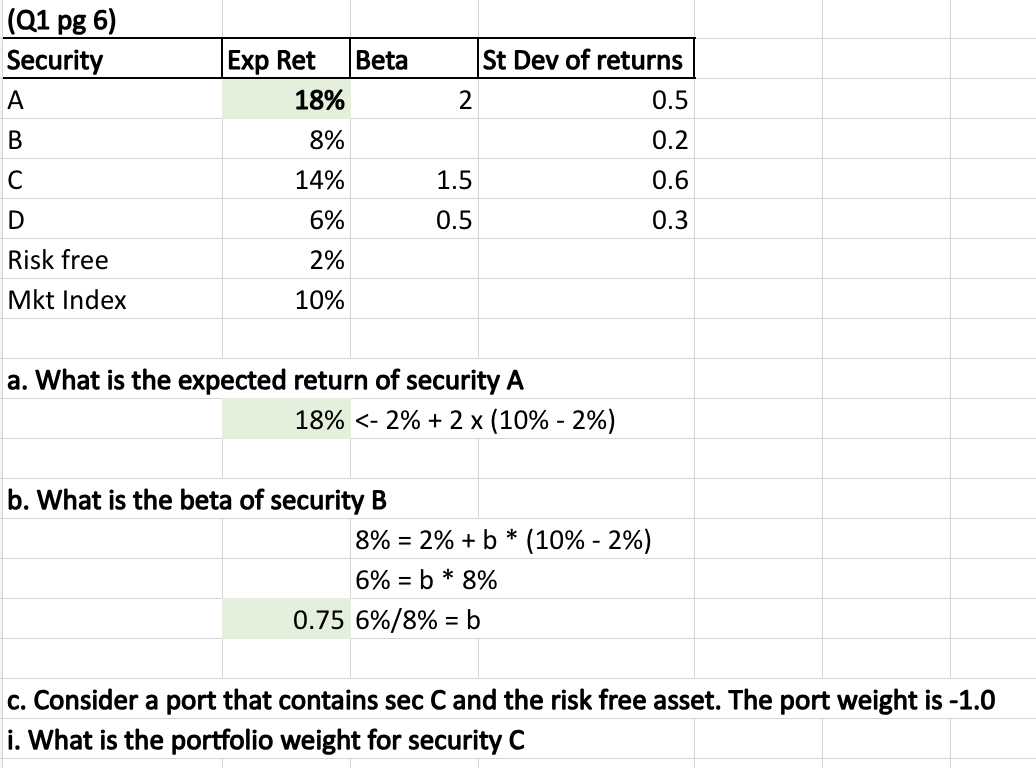 Solved a. ﻿What is the expected return of security | Chegg.com