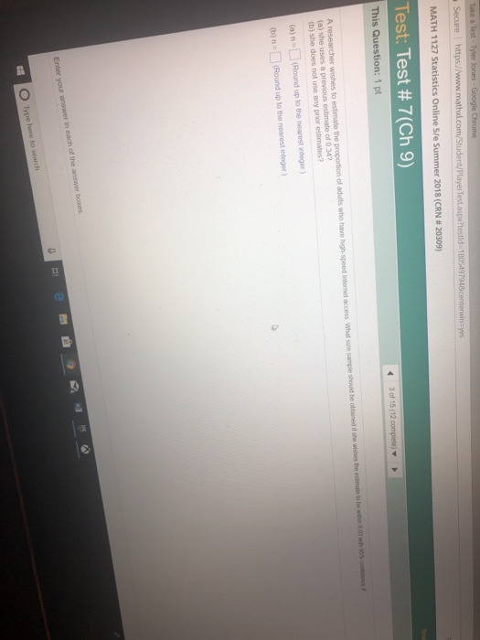 Solved MATH 1127 Statistics Online 5/e Summer 2018 (CRN # | Chegg.com