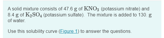 Solved A solid mixture consists of 47.6 g of KNO3 (potassium | Chegg.com