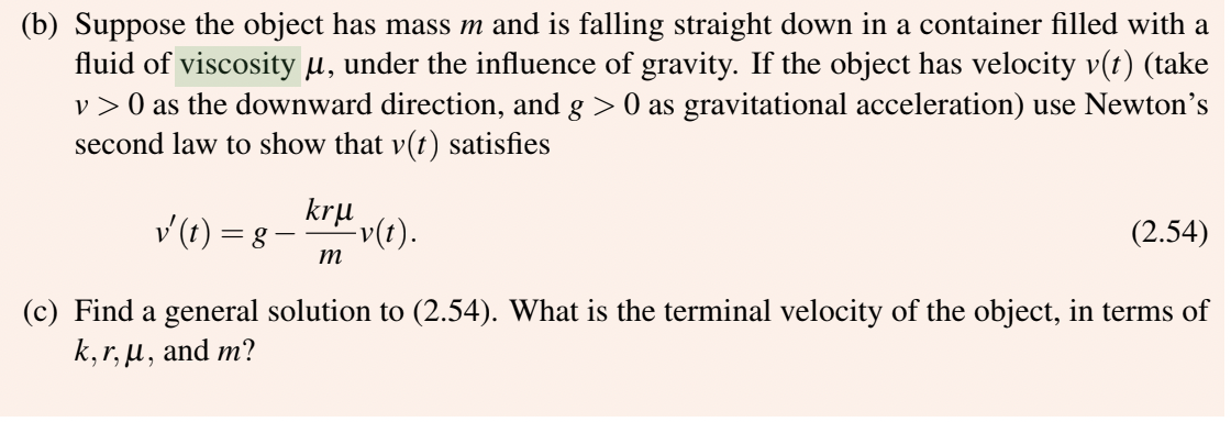 Solved (b) Suppose the object has mass m and is falling | Chegg.com