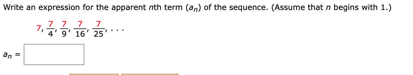 Solved Write an expression for the apparent nth term (an) of | Chegg.com