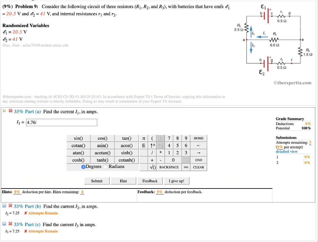 Solved Consider the following circuit of three resistors | Chegg.com