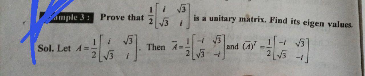 Solved 1 13 ample 3: Prove that 21 13 is a unitary matrix. | Chegg.com