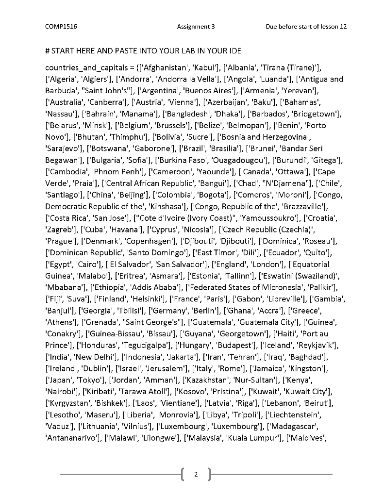 Solved COMP1516 Assignment 3 Due before start of lesson 12 | Chegg.com