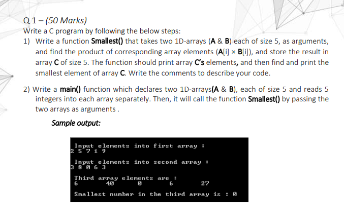 Solved Q1 50 Marks Write A C Program By Following The 4669