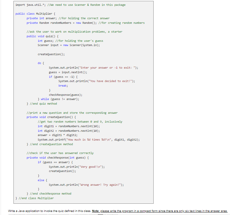 Solved import java.util."; //We need to use Scanner & Random | Chegg.com
