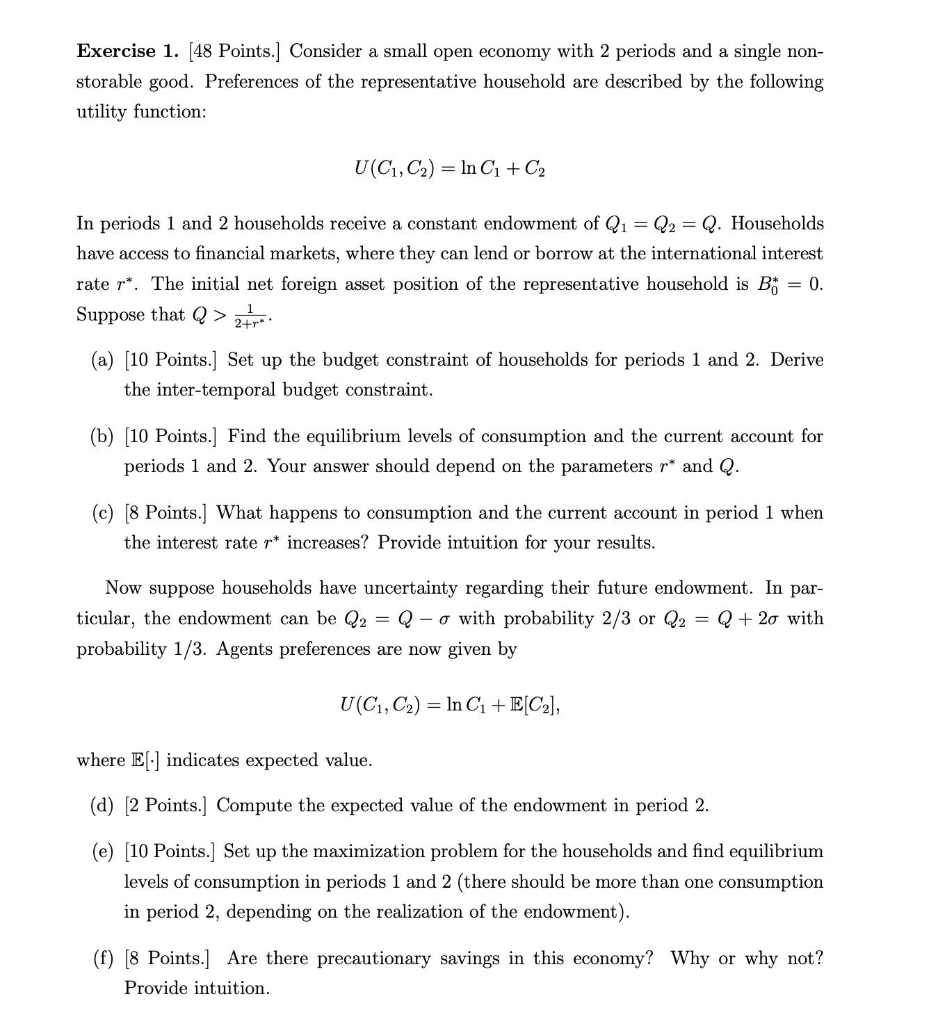 Solved Exercise 1. [48 ﻿Points.] ﻿Consider a small open | Chegg.com