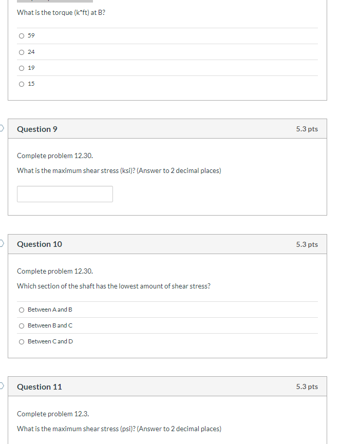Solved What is the torque (k*ft) at B? What is the maximum | Chegg.com