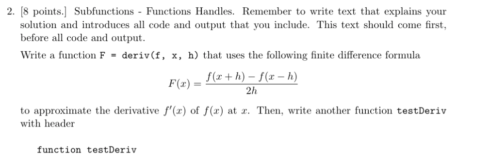 Solved 8 Points Subfunctions Functions Handles 