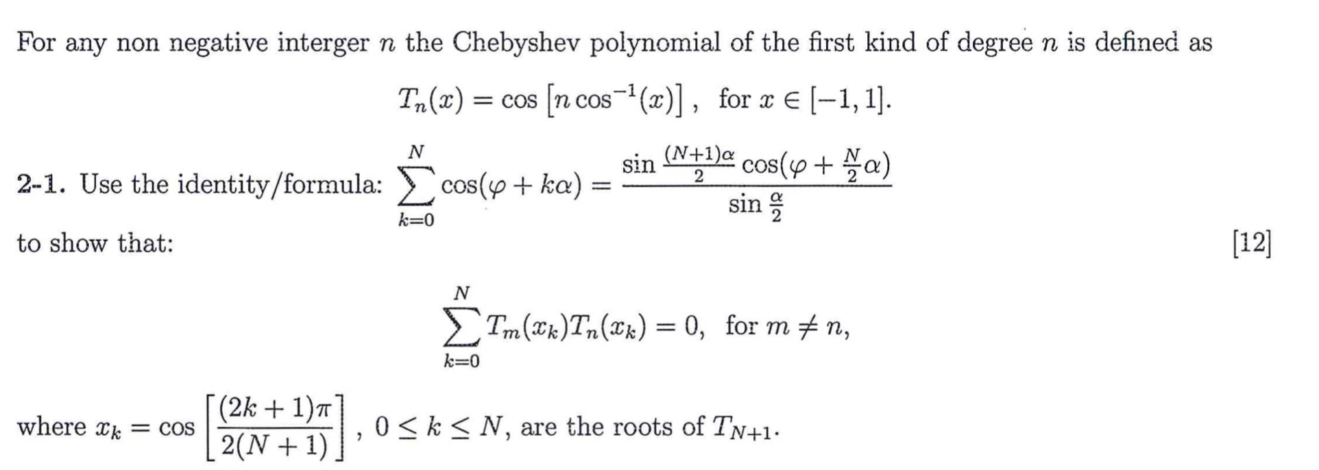 Solved Tn(x)=cos[ncos−1(x)], for x∈[−1,1] Jse the | Chegg.com
