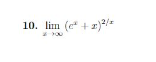 Solved 10. lim (e + )2/α Τ Σαν | Chegg.com