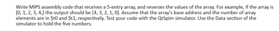 Solved Write MIPS assembly code that receives a 5-entry | Chegg.com