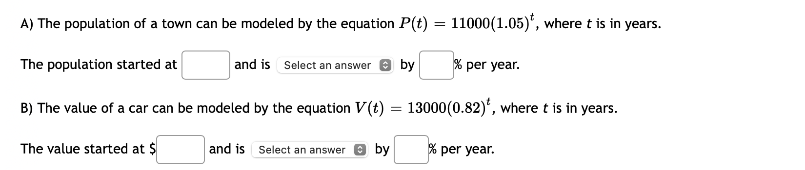 Solved A) The population of a town can be modeled by the | Chegg.com