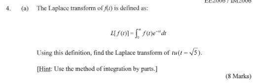 Solved (a) Using the basic properties of Laplace transform | Chegg.com