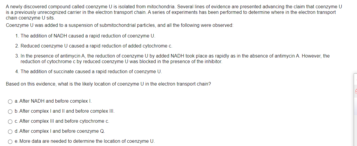 Solved A newly discovered compound called coenzyme U is | Chegg.com