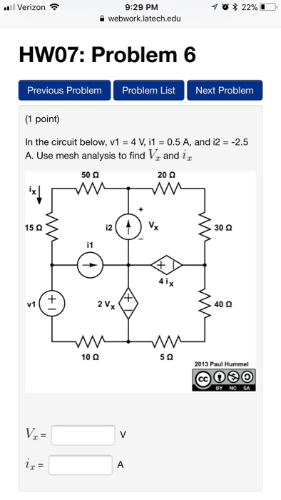 Solved In the circuit below, v1 = 4 V, i1 = 0.5 A, and i2 = | Chegg.com