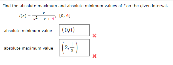 Solved Find the absolute maximum and absolute minimum values | Chegg.com