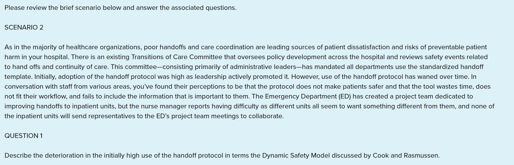Solved Please review the brief scenario below and answer the | Chegg.com