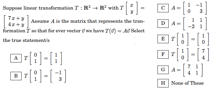 Solved []= @4-16 [ - ] Suppose linear transformation T: R2 + | Chegg.com