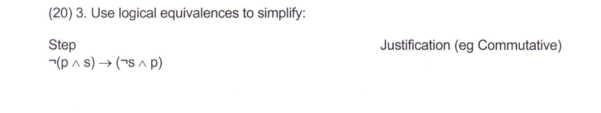 Solved (20) 3. Use logical equivalences to simplify: | Chegg.com