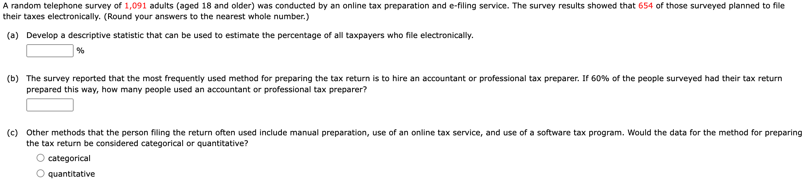 Solved heir taxes electronically. (Round your answers to the | Chegg.com