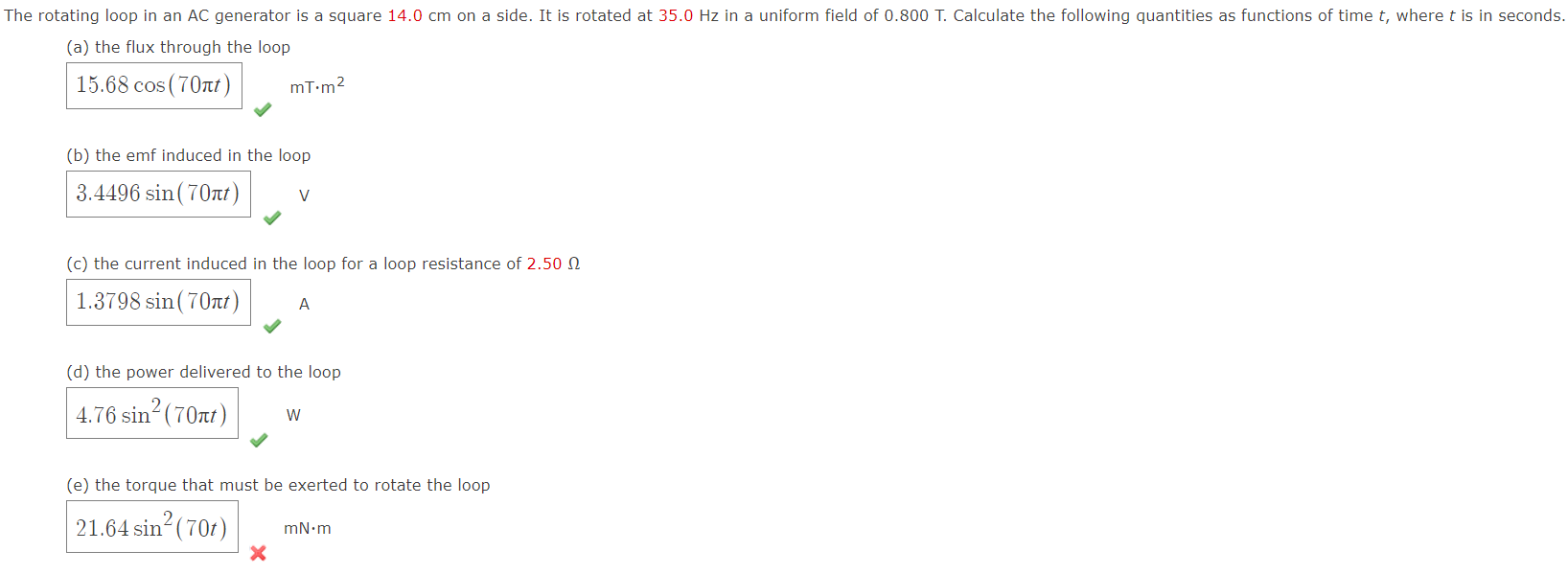 Solved The rotating loop in an AC generator is a square 14.0 | Chegg.com