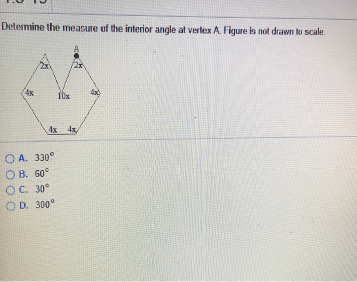 Solved Determine the measure of the interior angle at vertex | Chegg.com
