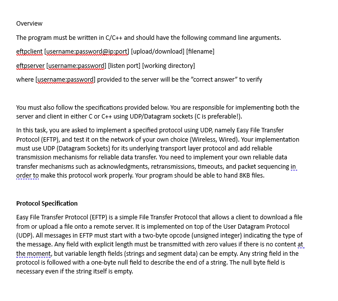 Solved Overview The program must be written in C/C++ and | Chegg.com