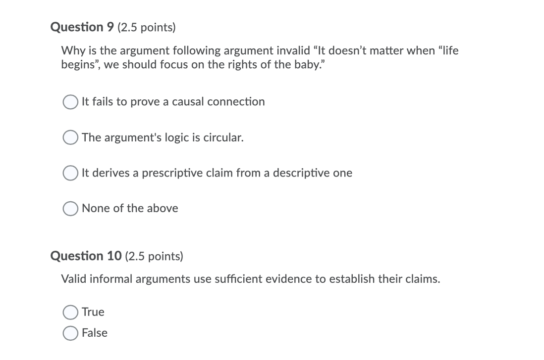 Solved Question 9 (2.5 points) Why is the argument following | Chegg.com