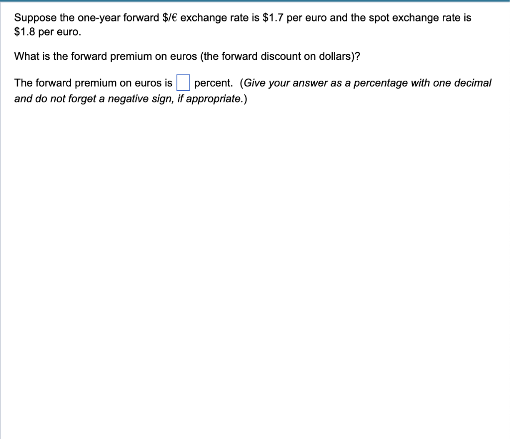 Solved Suppose the one-year forward $/€ exchange rate is | Chegg.com