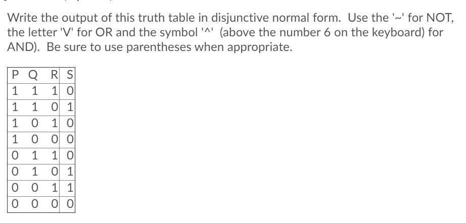Solved Write The Output Of This Truth Table In Disjunctive