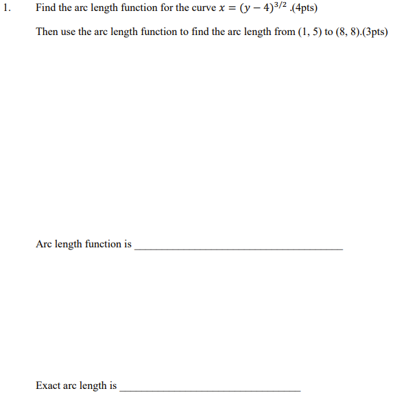 Solved Find the arc length function for the curve | Chegg.com