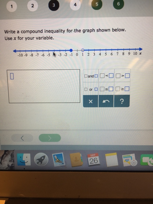 Solved 4 6 Write a compound inequality for.the graph shown | Chegg.com