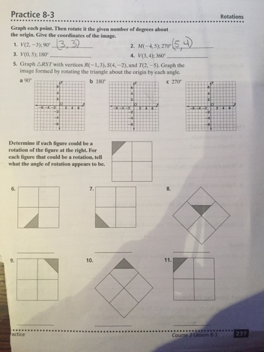 Solved Practice 8-3 . Rotations . Graph each point. Then | Chegg.com