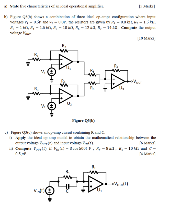 Solved a) State five characteristics of an ideal operational | Chegg.com