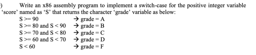 Solved Write An X86 Assembly Program To Implement A 