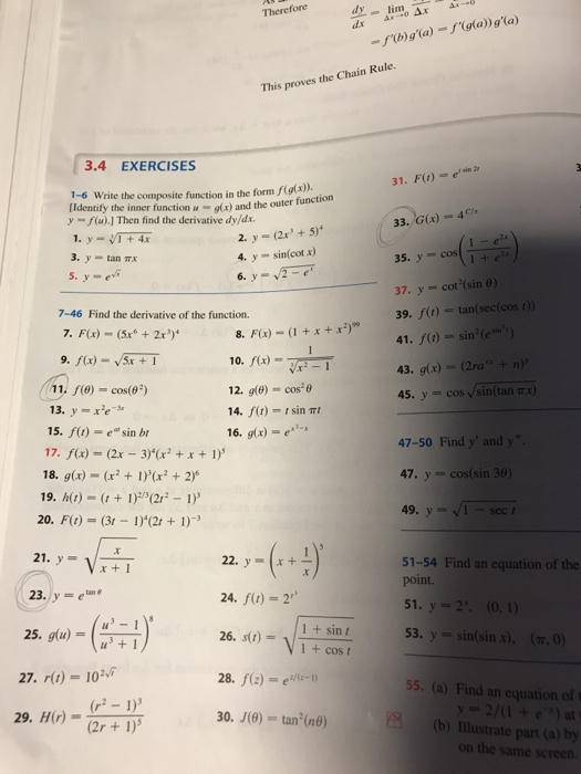 Solved Therefore This proves the Chain Rule. 3.4 EXERCISES | Chegg.com