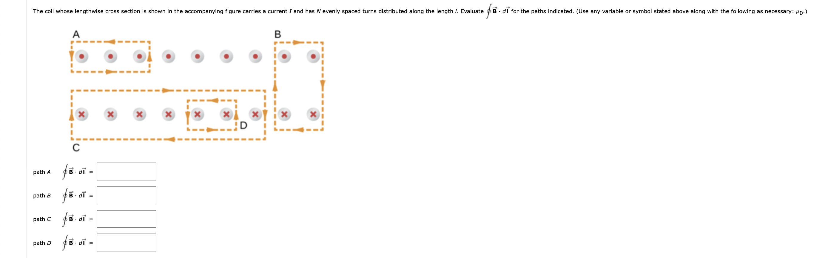Solved path A,o∫﻿﻿vec(B)*dvec(I)=path | Chegg.com