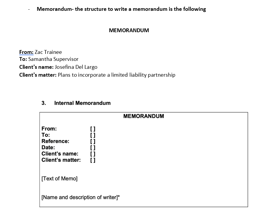Solved - Memorandum- the structure to write a memorandum is | Chegg.com