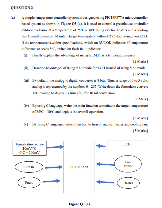 QUESTION 3 (a) A simple temperature controller system | Chegg.com