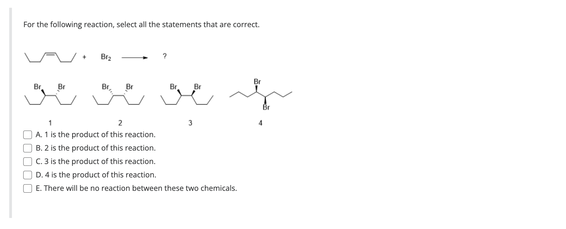 Solved For The Following Reaction Select All The Statements