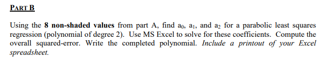 Using the 8 non-shaded values from part A, find | Chegg.com