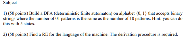 Solved 1) Build a DFA (deterministic finite automaton) on | Chegg.com